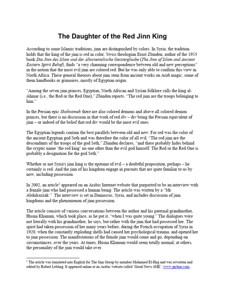 The Red Jinn King and His Daughter | PDF | Jinn | Demons