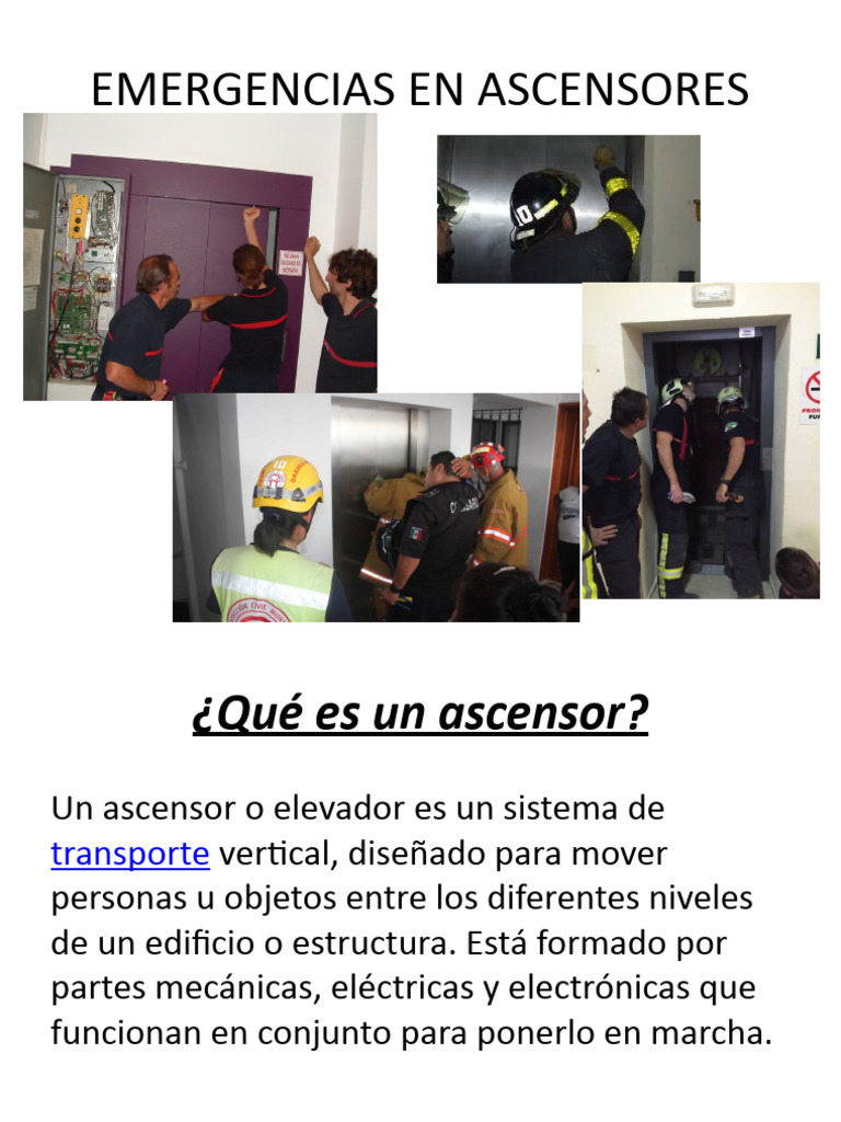 Clase 8 Emergencias en Ascensores | PDF | Ascensor | Vehículos