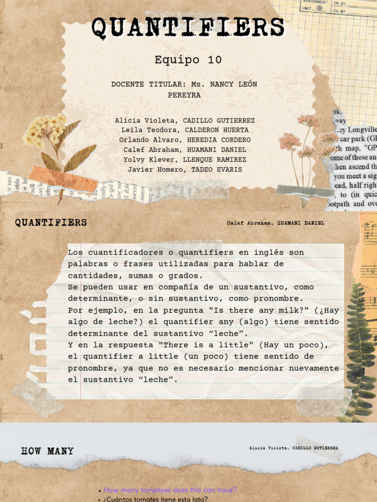 Guía de Cuantificadores en Inglés | PDF | Artes del Lenguaje y ...