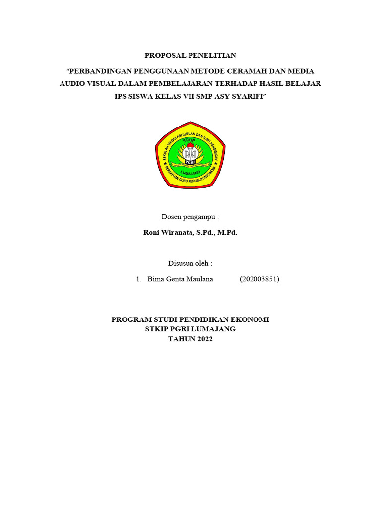 PROPOSAL PENELITIAN (Bima) | PDF