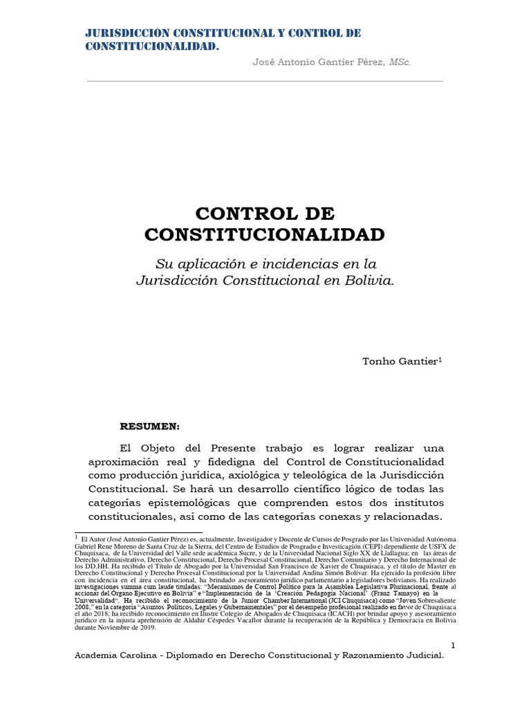 Control de Constitucionalidad | PDF | Constitución | Jurisdicción