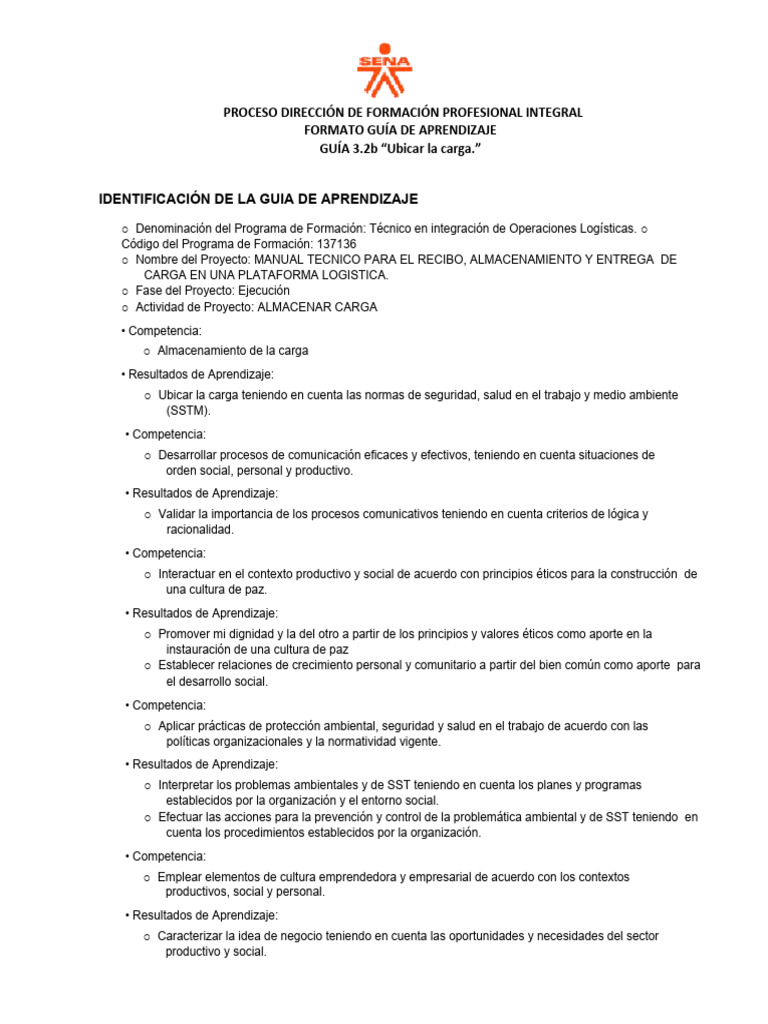 Guia 3.2B | Descargar gratis PDF | Aprendizaje | Almacén