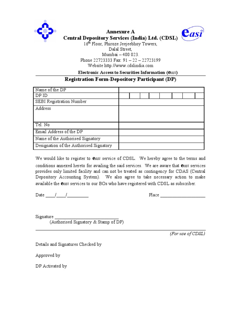 EASI DP Registration Form | Download Free PDF | Password | Arbitration