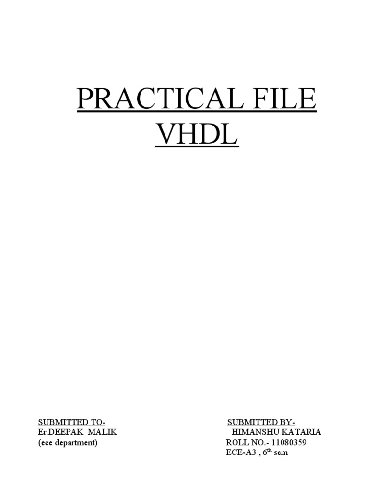 VHDL Lab | PDF | Vhdl | Electronics