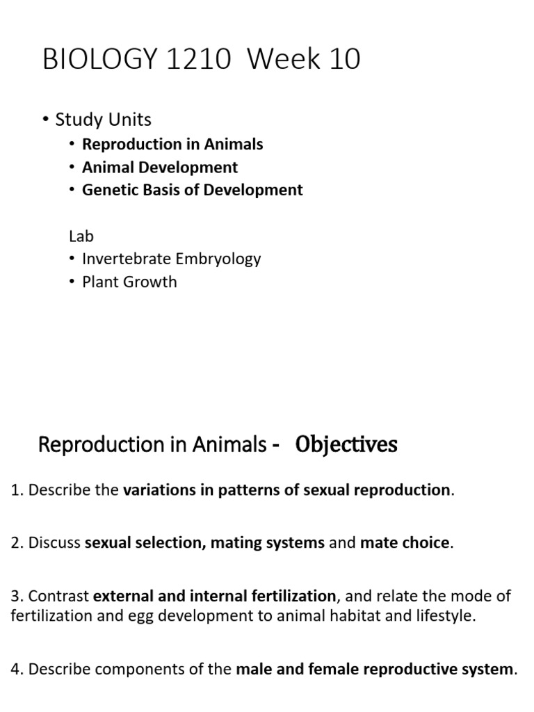 BB Week 10 BIOL 1210 Animal Reproduction and Development | PDF ...