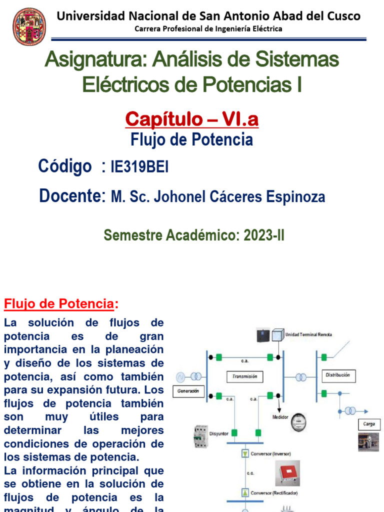 Capitulo VI.a - Flujo de Potencia | PDF | Energia electrica | Red eléctrica