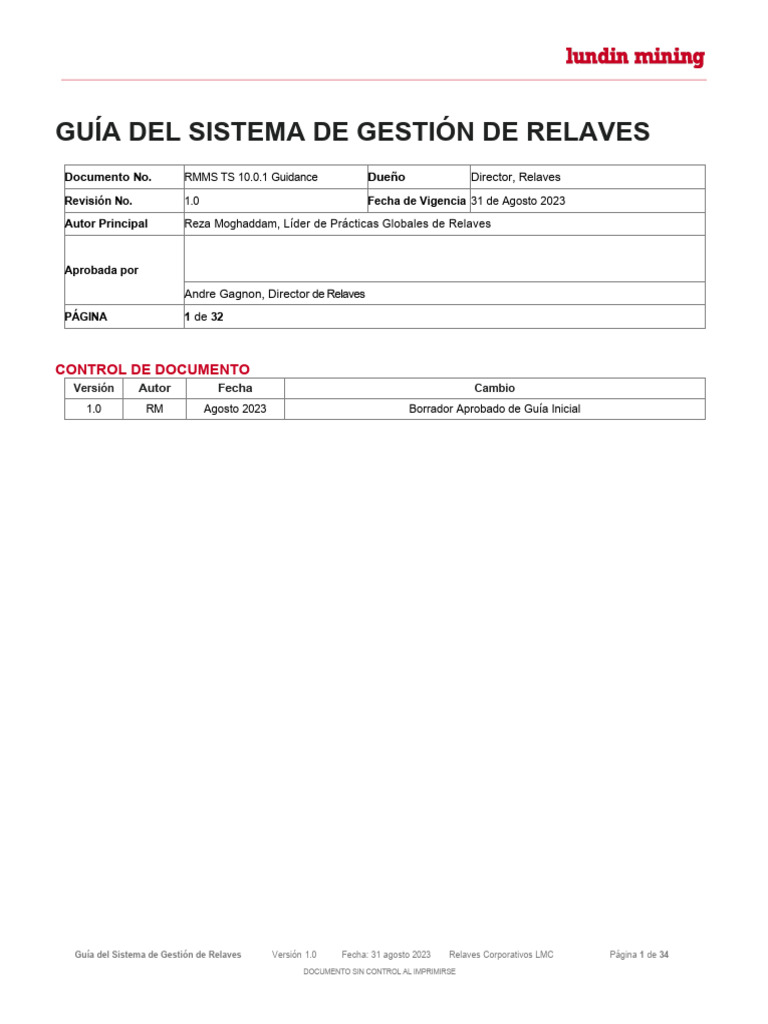 ESP Guidance - Tailings Management System-Approved-Draft v1.0 | PDF ...