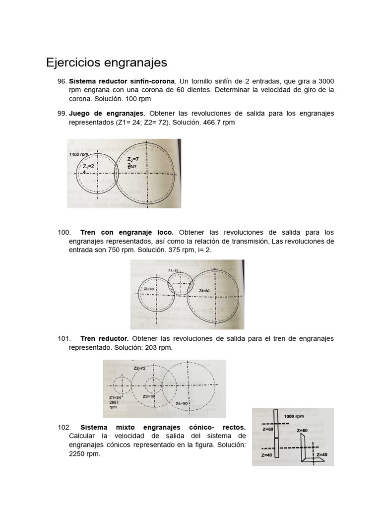 Ejercicios Engranajes-1 | PDF | Engranaje | Ingeniería mecánica