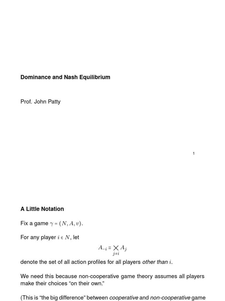 GameTheory Lecture 03 Dominance Nash Equilibrium | PDF | Quantitative Research | Economic Theories