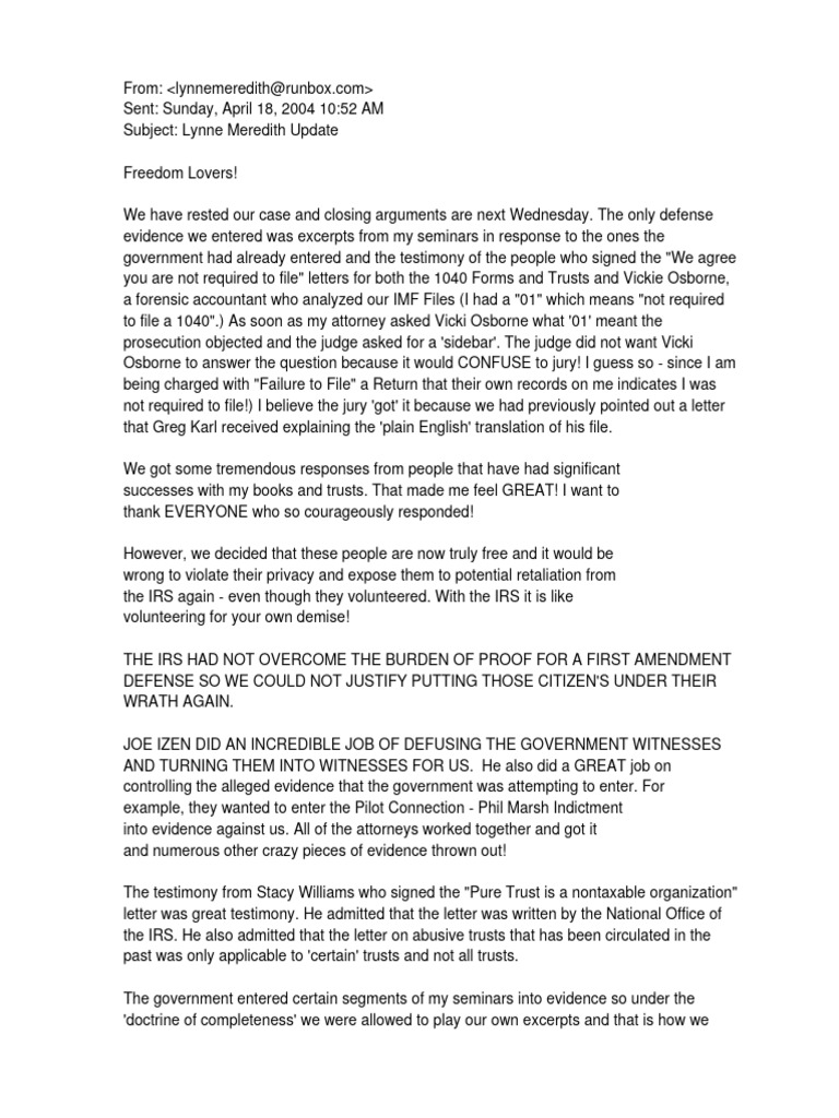 Meredith_letter | PDF | First Amendment To The United States ...