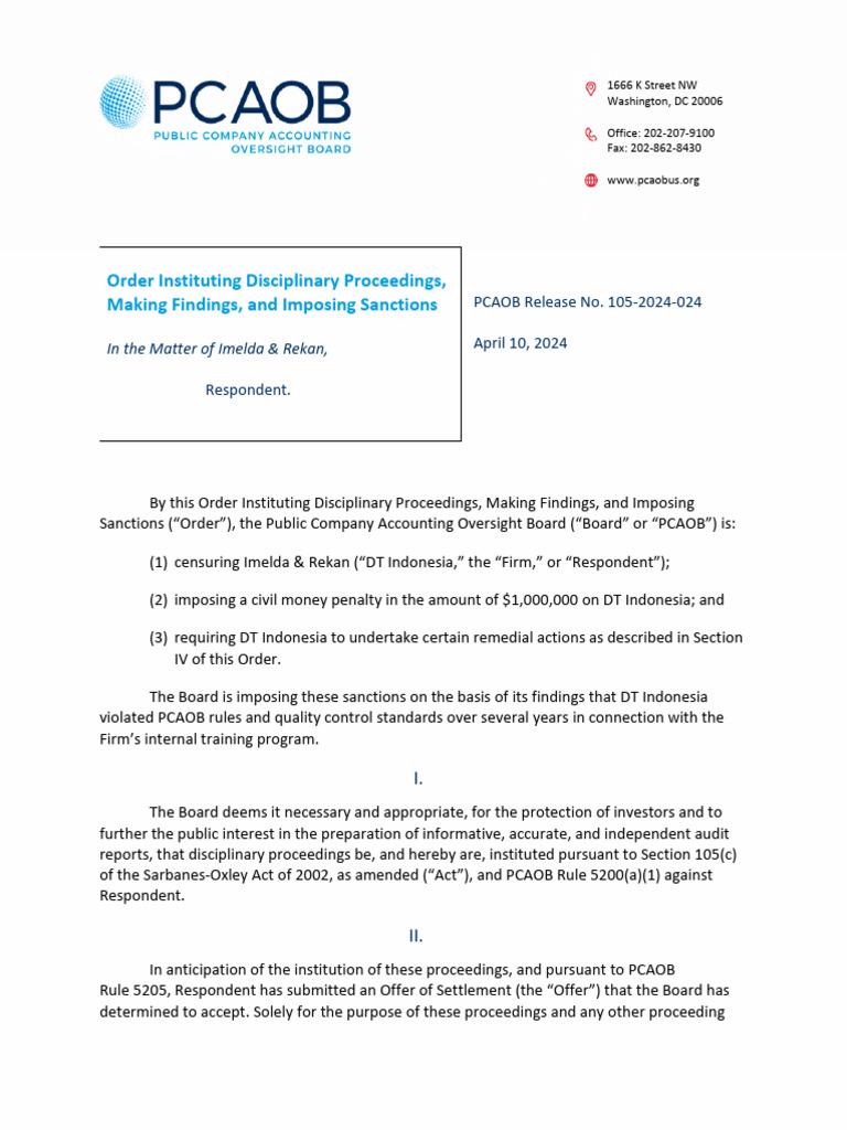Sanksi PCAOB KAP Imelda Dan Rekan Tahun 2024 Deloitte Indonesia ...