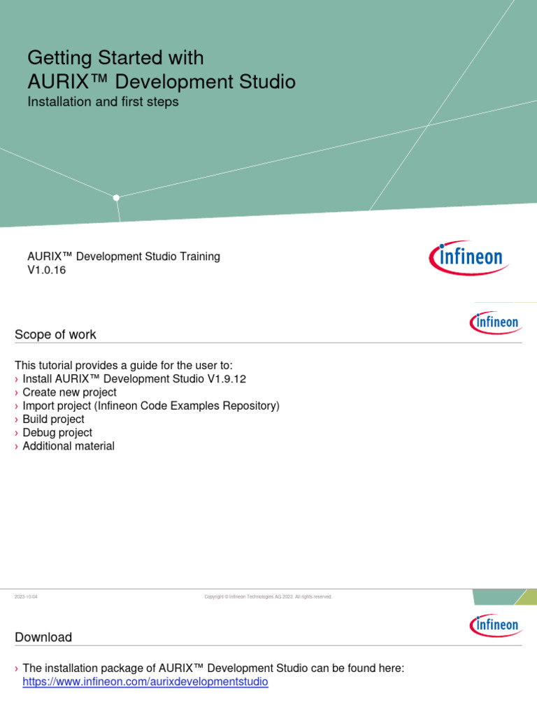 Infineon-AURIX Getting Started With AURIX Development Studio-GettingStarted-v01 16-EN | PDF ...