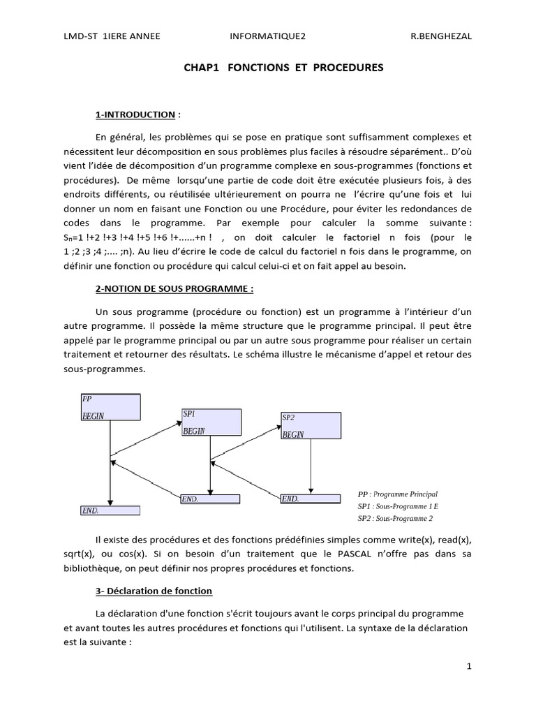 Chap Procedures Et Fonctions 1 | PDF | Programme informatique ...