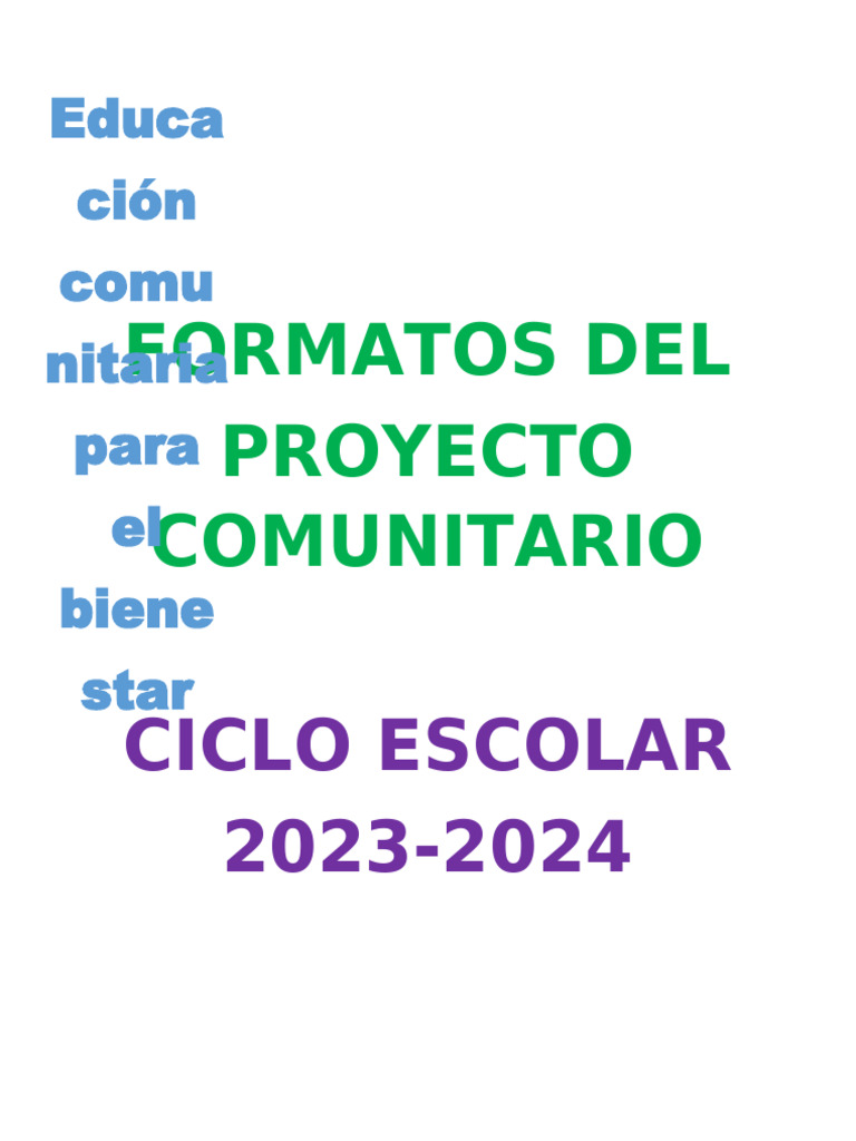 Formatos Proyecto Comunitario | PDF | Gestión de recursos humanos | Educación de la primera infancia
