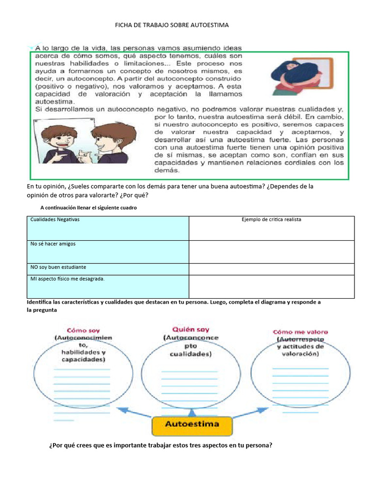 Ficha de Trabajo Autoestima | PDF