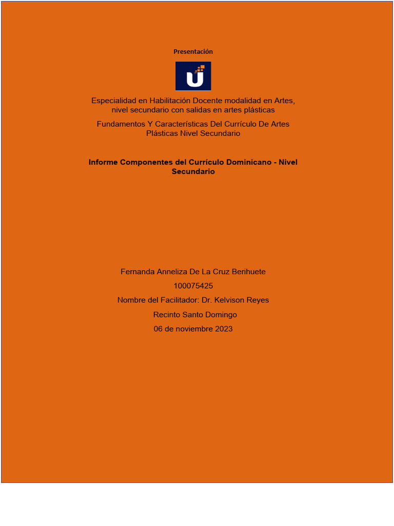 Informe Componentes Del Currículo Dominicano | PDF | Plan de estudios ...