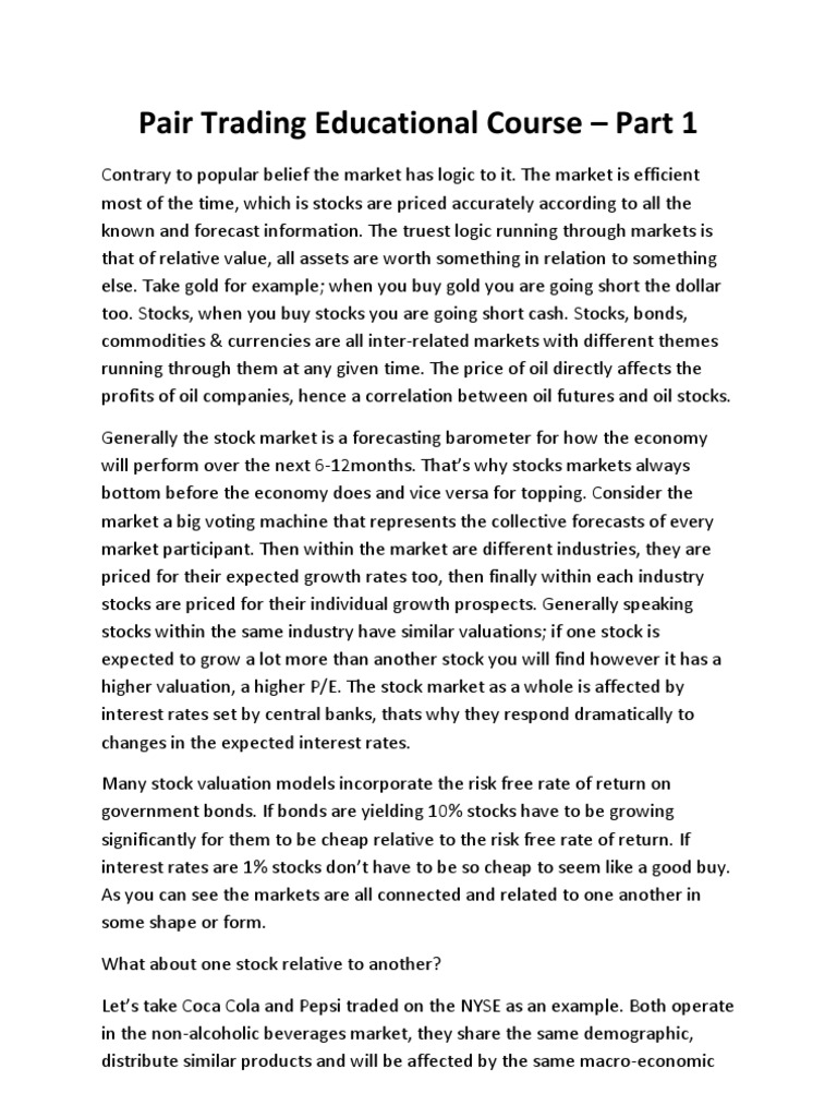 An Introduction to Pair Trading Strategies: Exploiting Relative Price ...