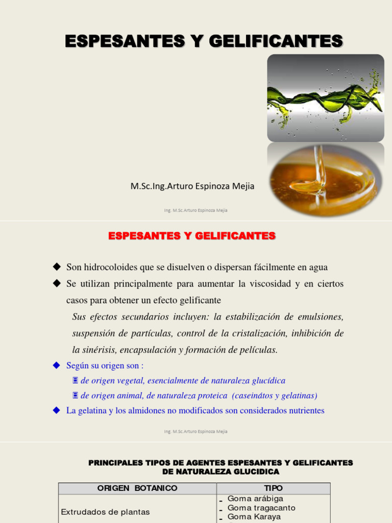 Espesantes y Gelificantes: Tipos y Propiedades | PDF | Almidón ...