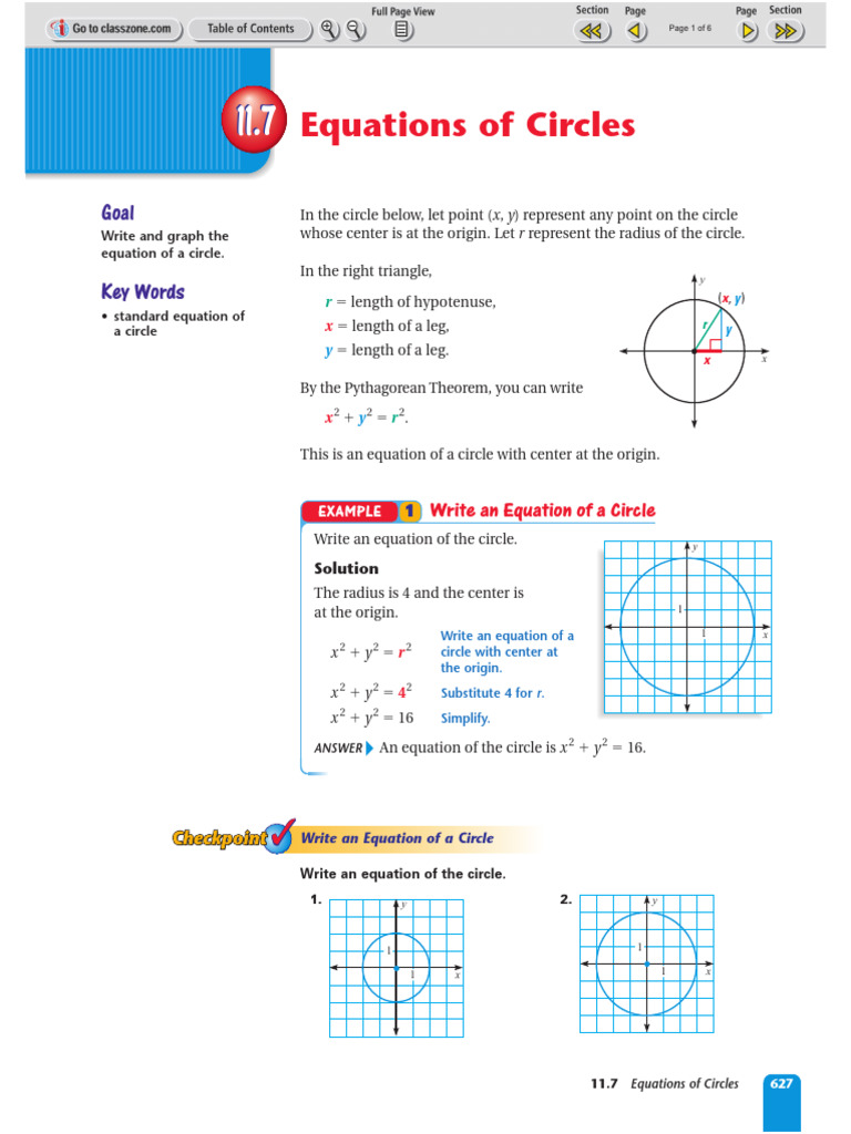 Equations of Circles: Write An Equation of A Circle | PDF | Circle ...