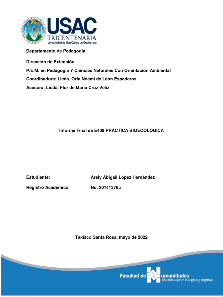 Informe Final Práctica Bioecológica | PDF | Economias