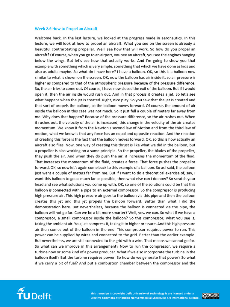 SA01x 2021 Week 2 6 How To Propel An Aircraft-Transcript | PDF | Gas ...