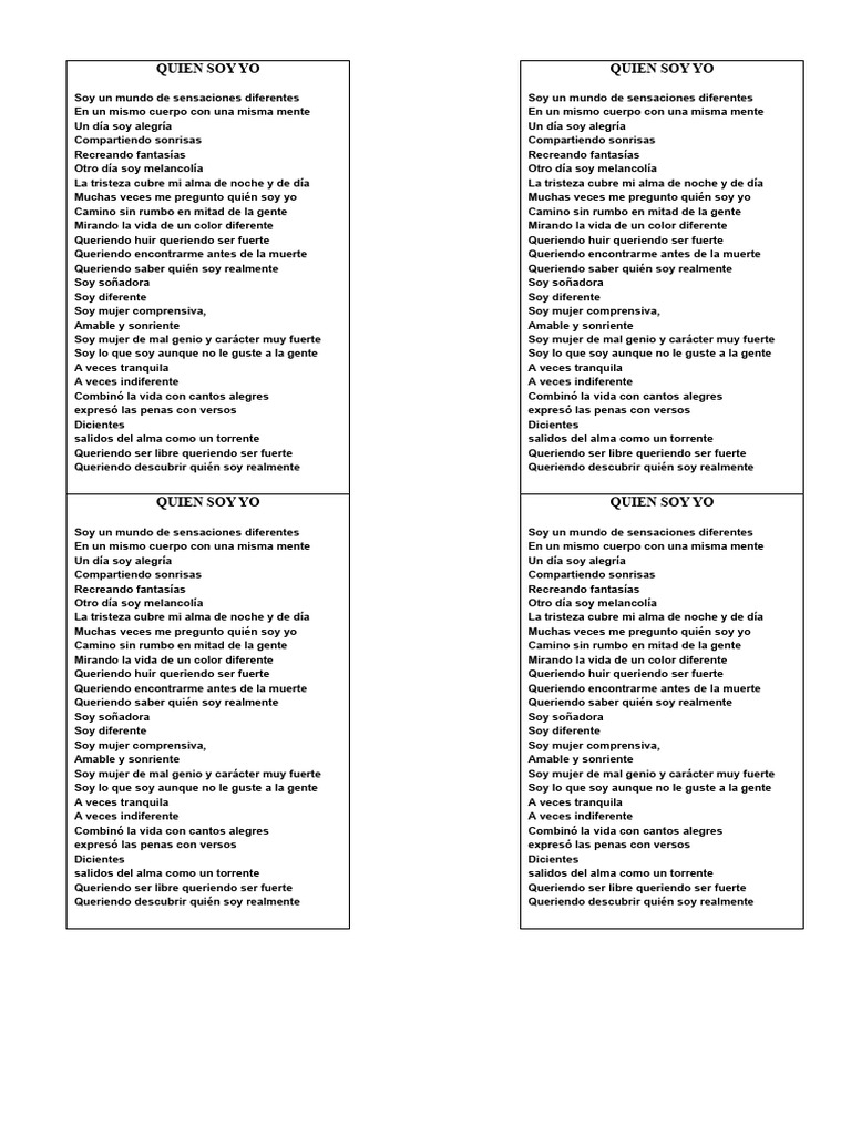 Poema: ¿Quién soy yo? | PDF | Ficción general