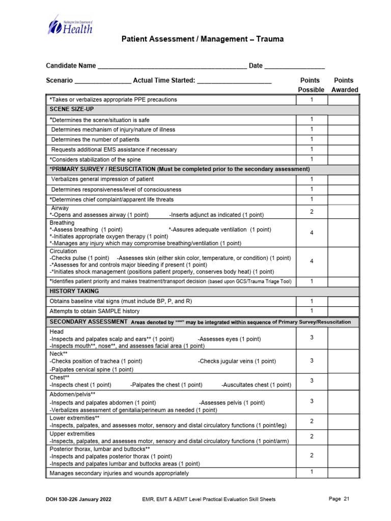 Trauma Skill Sheets-22 | PDF | Major Trauma | Thorax