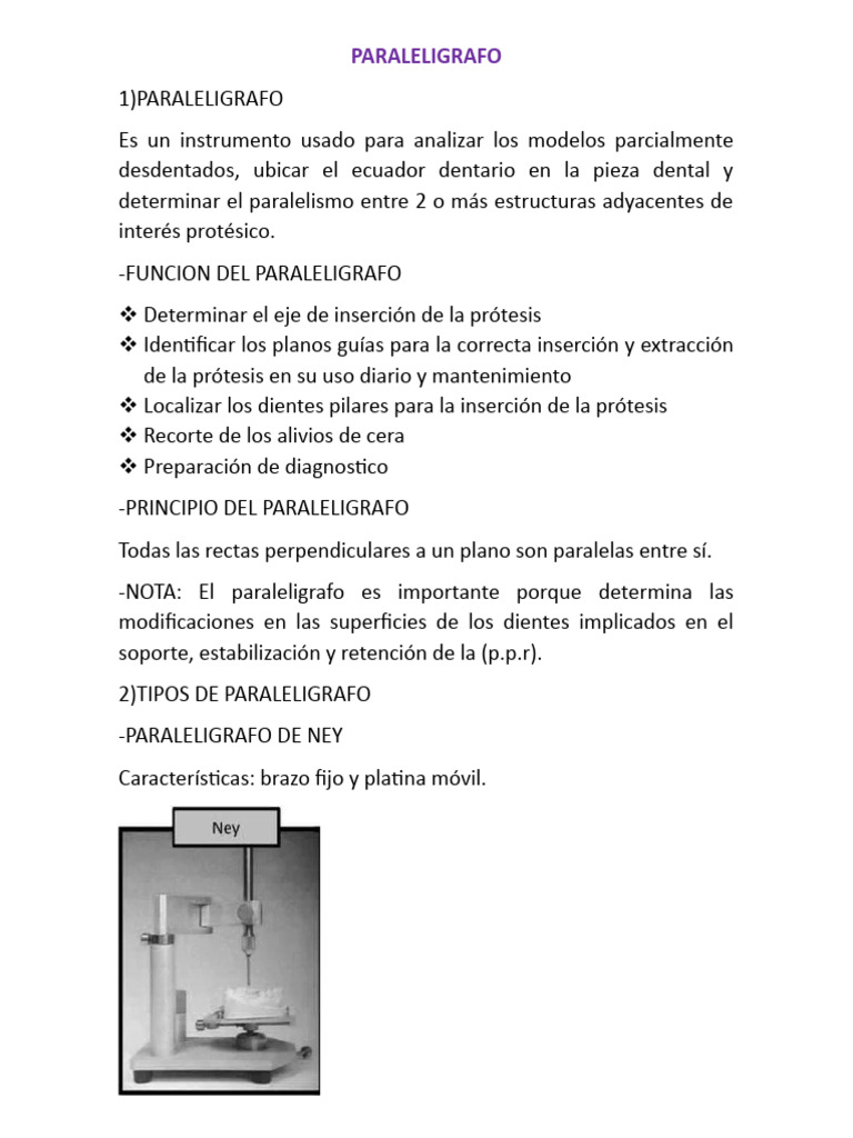 Uso y Tipos de Paralelígrafo Dental | PDF