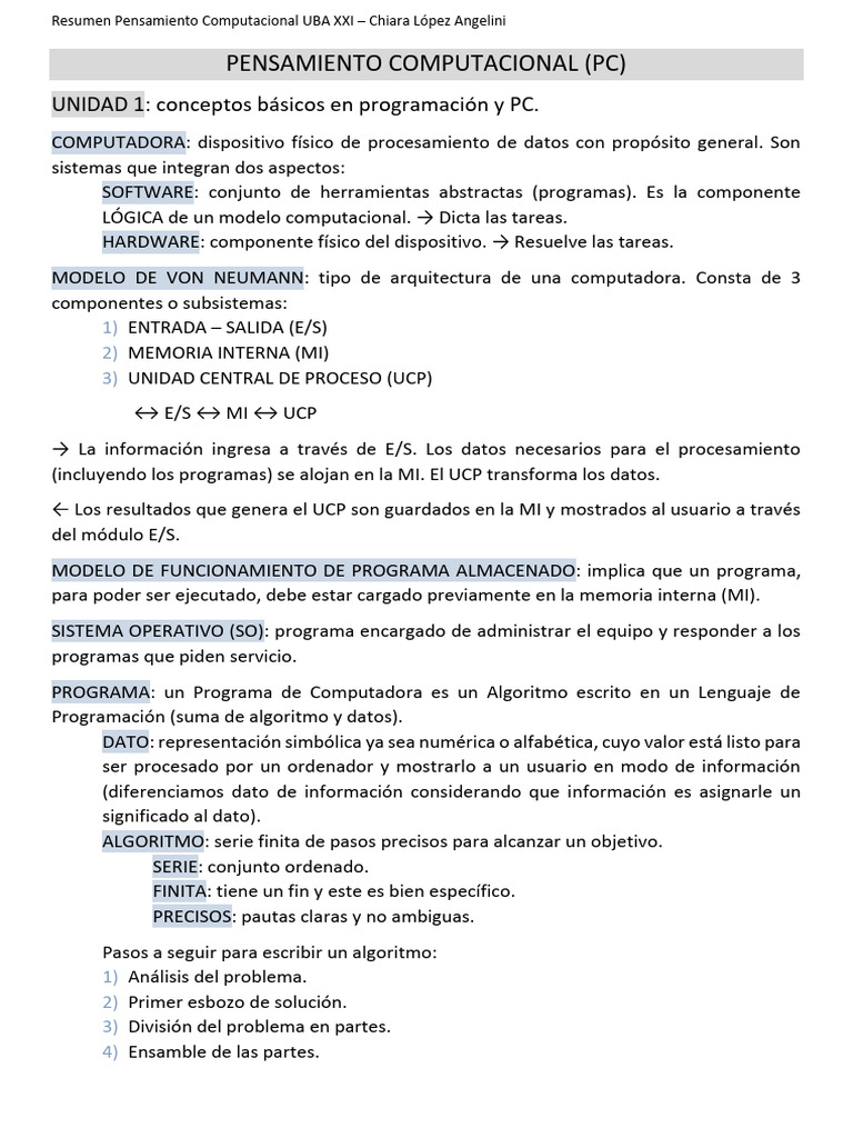 Resumen PC | PDF | Lenguaje de programación | Programa de computadora