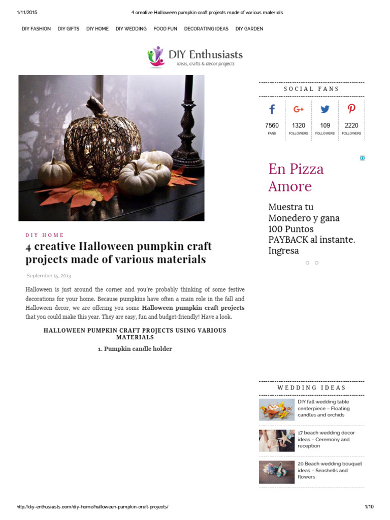 4 Creative Halloween Pumpkin Craft Projects Made of Various Materials ...