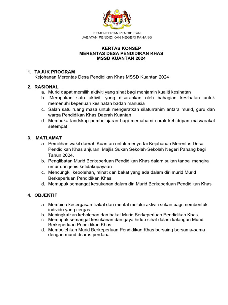 Kejohanan Merentas Desa Pendidikan Khas 2024 | PDF