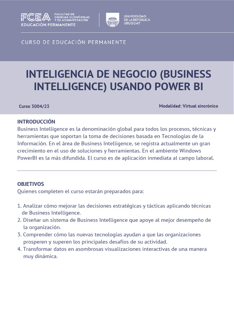 3004 23 Inteligencia de Negocio Business Intelligence Usando Power BI - Cleaned | PDF ...