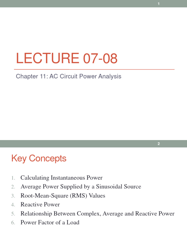 07-08 AC Circuit Power Analysis | PDF | Electrical Network | Root Mean ...