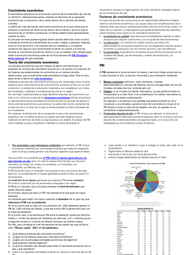 El Crecimiento Económico | PDF | Producto Interno Bruto | Crecimiento económico