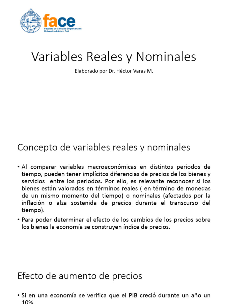 Variables Reales y Nominales | PDF | Costo de la vida | Producto ...