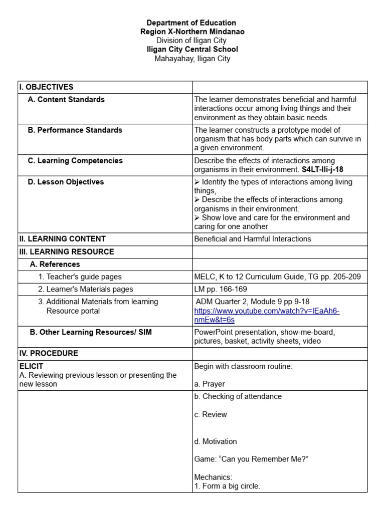 2nd Cot - Science 4 | PDF | Learning | Plants