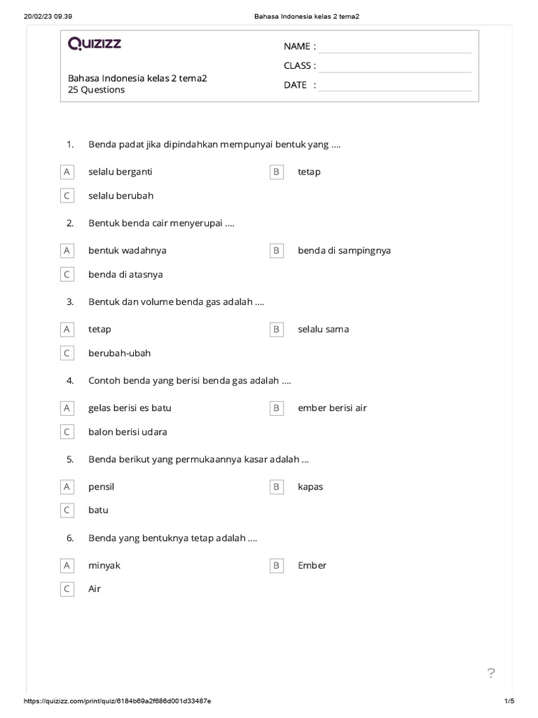 Bahasa Indonesia Kelas 2 Tema2 | PDF