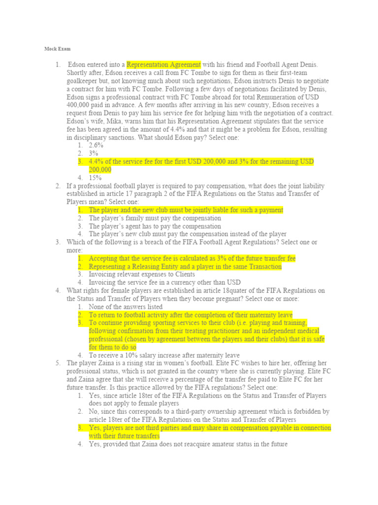 Mock Exam | PDF | Legal Liability | Fifa