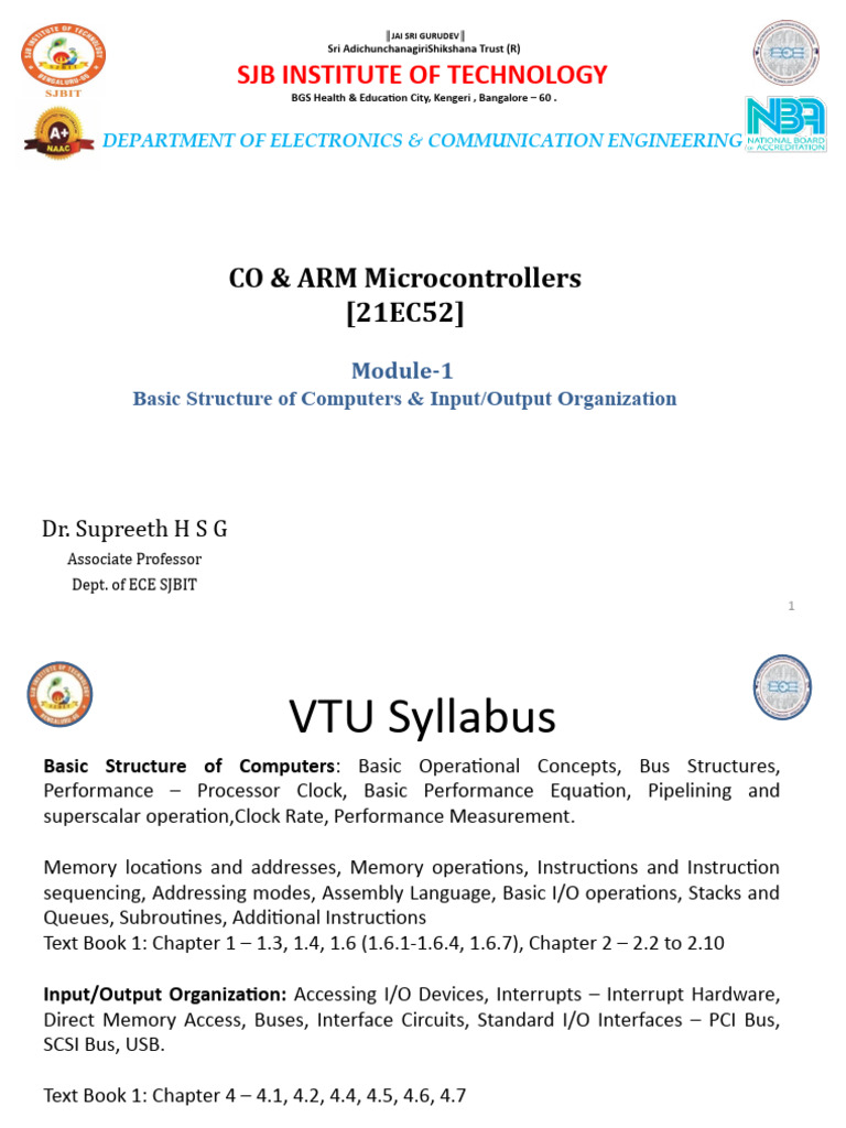 SJB Institute of Technology: CO & ARM Microcontrollers (21EC52) | PDF | Computer Data Storage ...