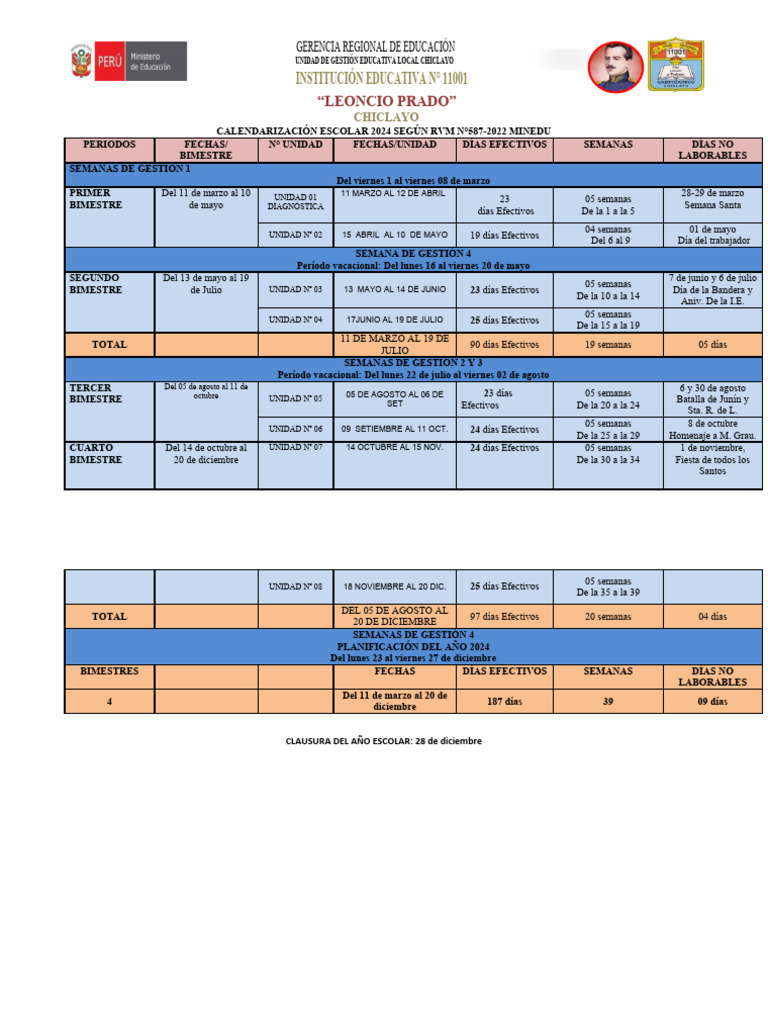 Calendarización Del Año Lectivo 2024 | PDF | Observancias | Días festivos