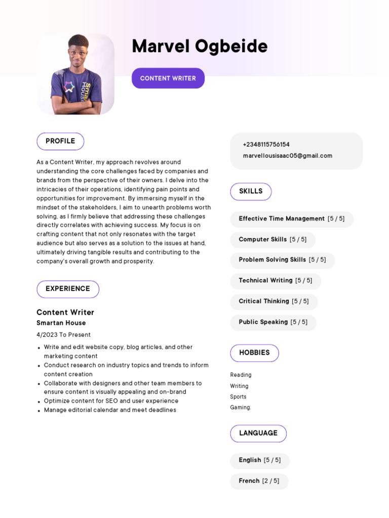 Marvel's Resume | PDF | Computer Science | Search Engine Optimization