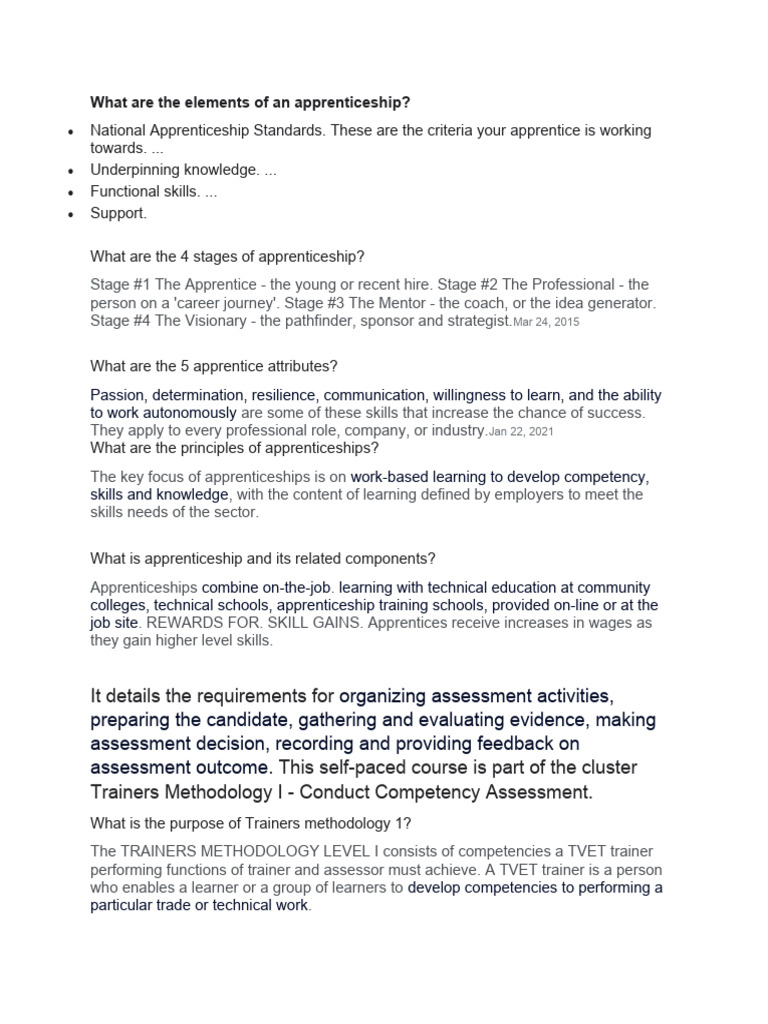 What Are The Elements of An Apprenticeship | PDF | Apprenticeship | Vocational Education