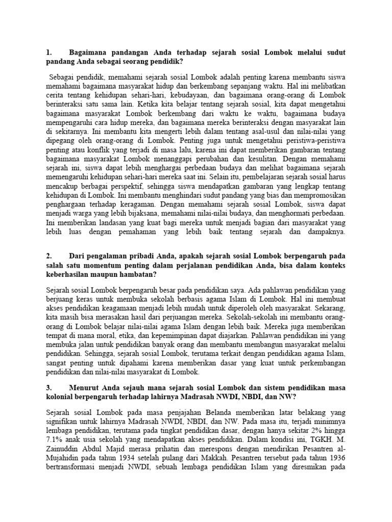Pandangan Pendidik tentang Sejarah Lombok | PDF | Agama & Spiritualitas