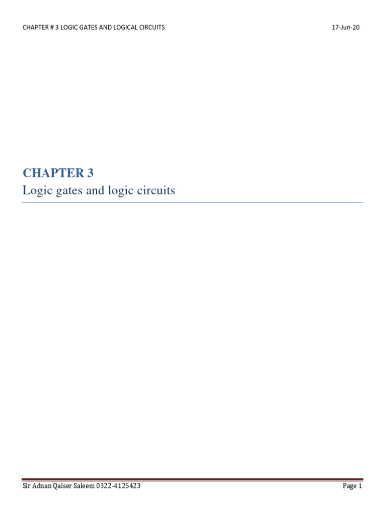 Chapter 10 Logic Gates And Logic Circuits Pdf Digital Electronics