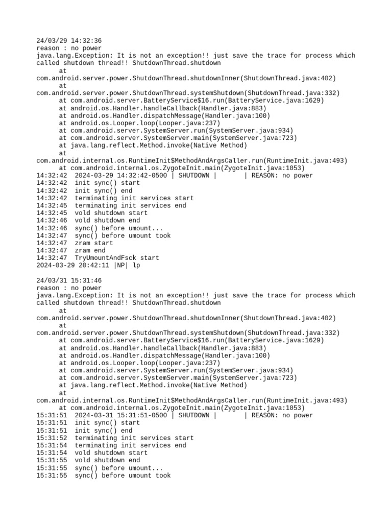 Android Shutdown Log Analysis | PDF | Java (Programming Language) | Computer Engineering