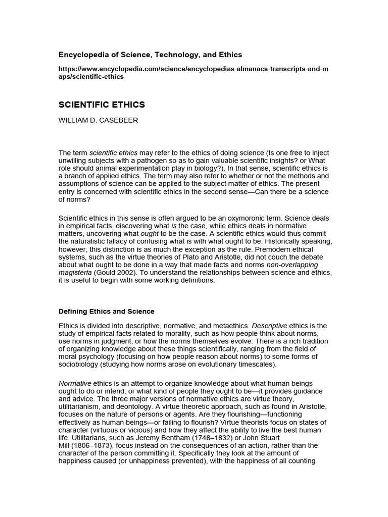 Encyclopedy ... of Scientific Ethic | PDF | Rationality | Science
