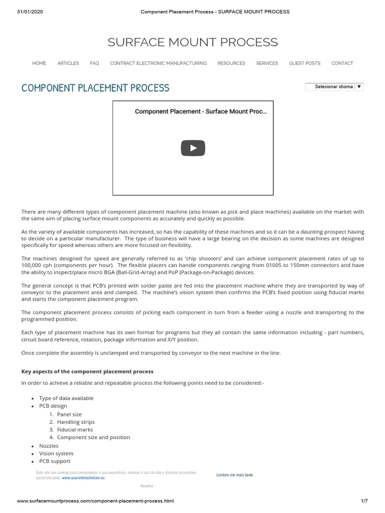 Component Placement Process - SURFACE MOUNT PROCESS | PDF | Printed Circuit Board