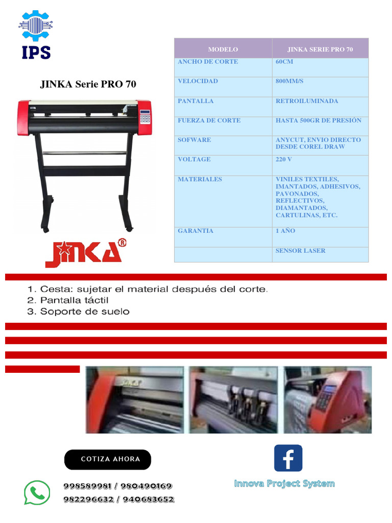 CARACTERISTICAS DEL PLOTTER Jinka | PDF | Hogar, jardinería y bricolaje