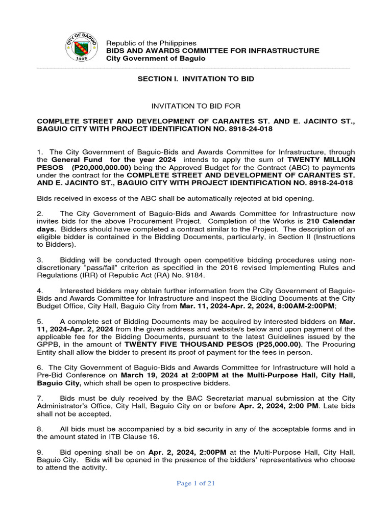 Complete Street and Development of Carantes St. and E. Jacinto ST | PDF ...