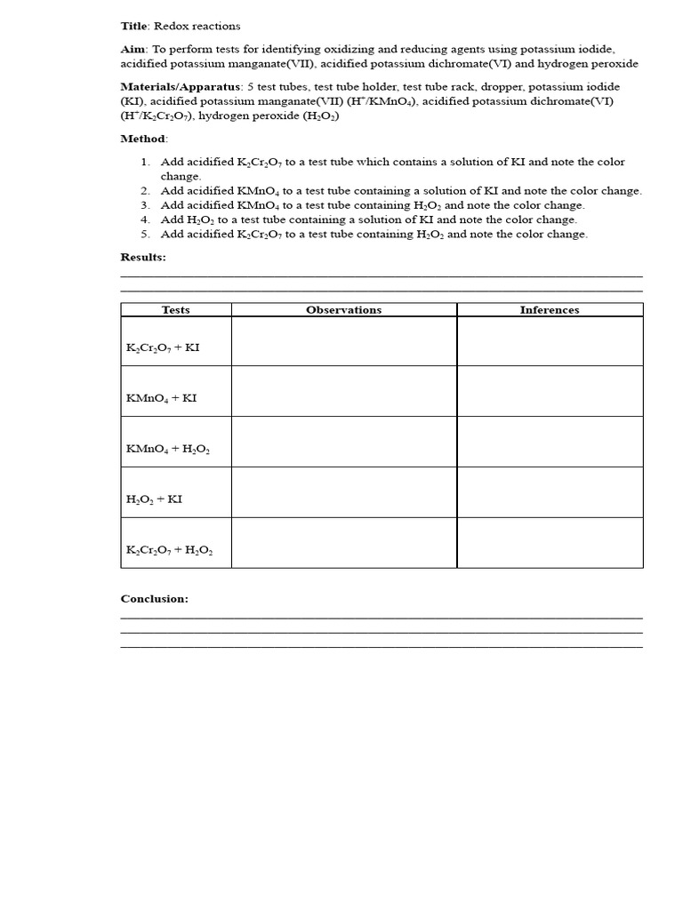 Redox Lab | PDF | Home & Garden